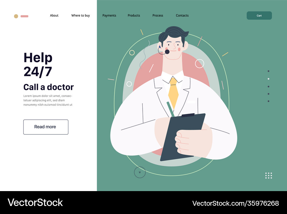 Medical insurance template - help 24 per 7 call Vector Image