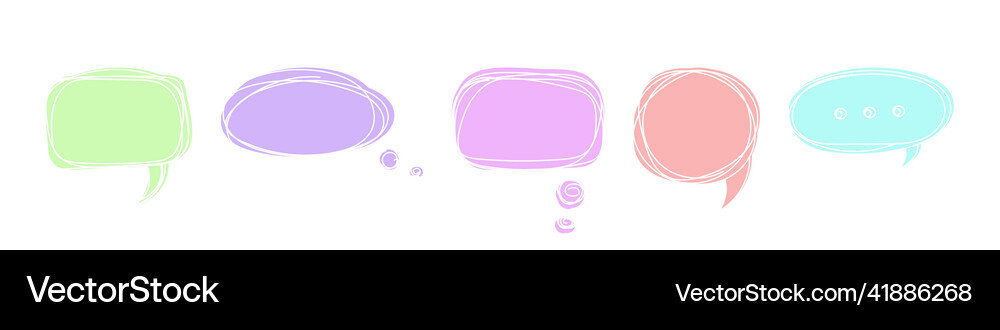 Pencil drawn speech bubbles with pastel color Vector Image
