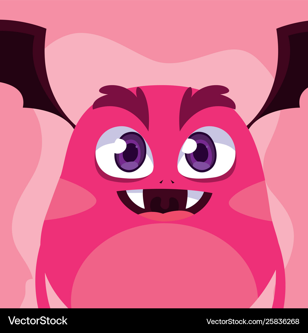 Pink monster cartoon design icon Royalty Free Vector Image