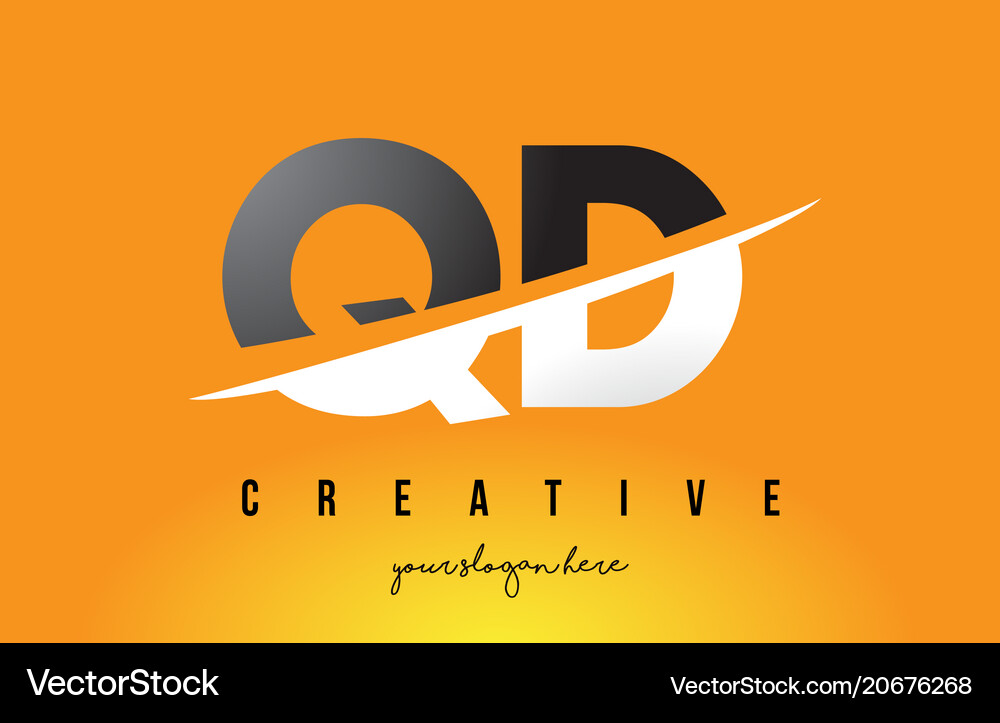 Qd q d letter modern logo design with yellow Vector Image