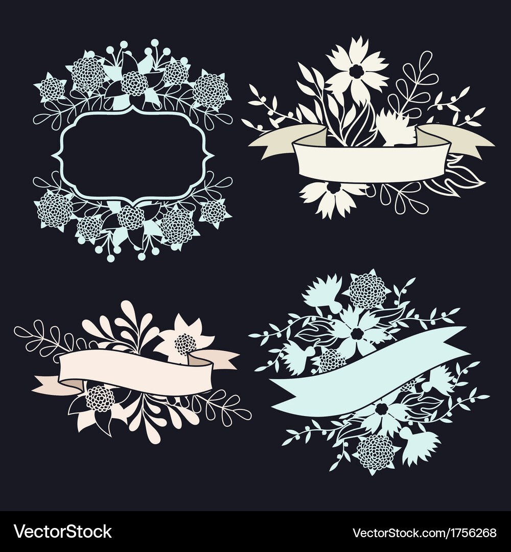Set of design elements with ribbons labels Vector Image