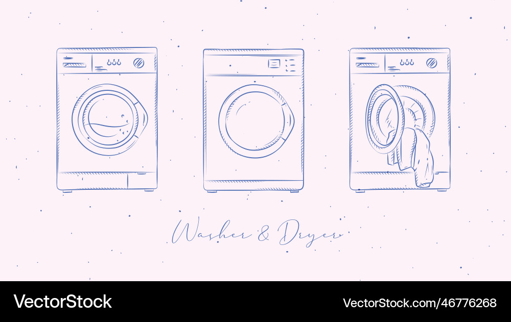 Washing machine and dryer graphic style peach Vector Image