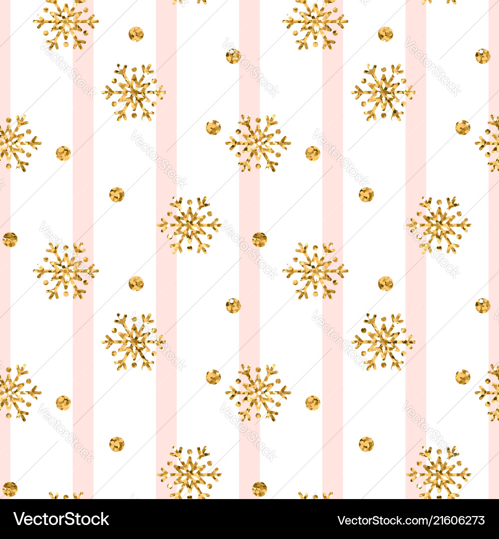 Christmas gold snowflake seamless pattern golden Vector Image