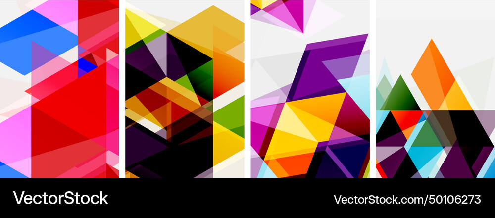 Colorful bright triangles with various colors and Vector Image