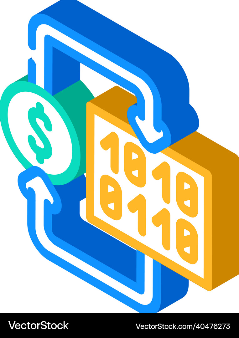 Converting digital money into paper isometric icon