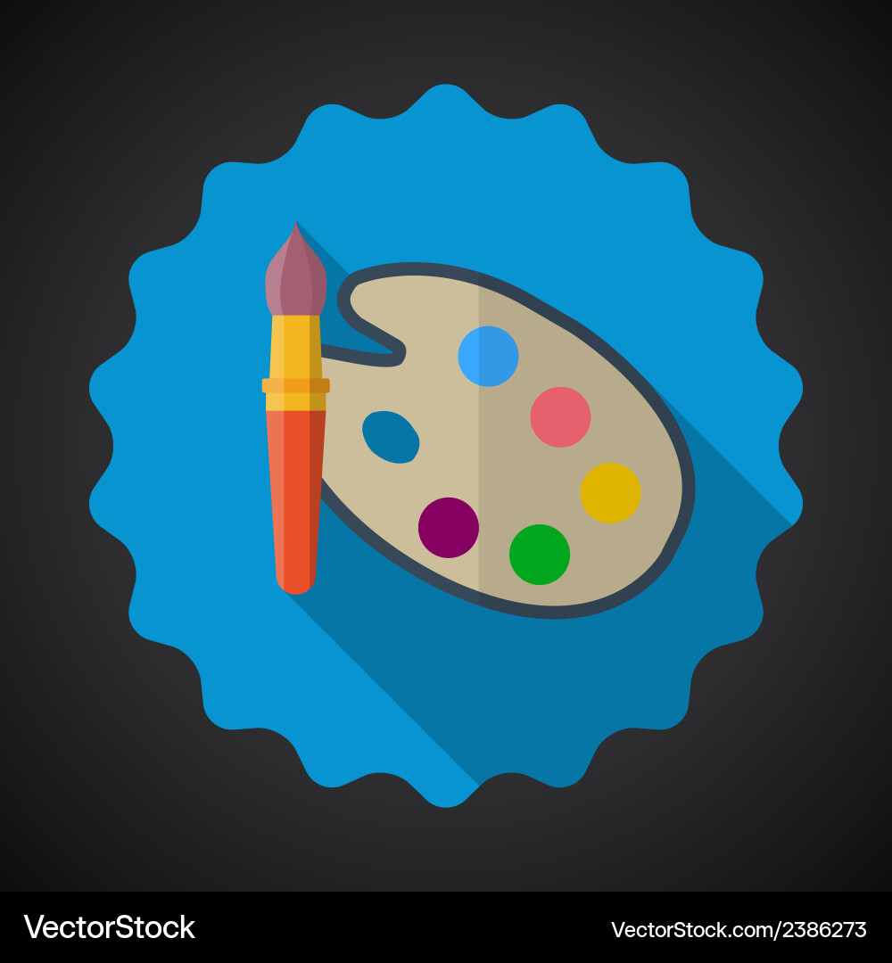 Designer color pallet flat icon with long shadow Vector Image