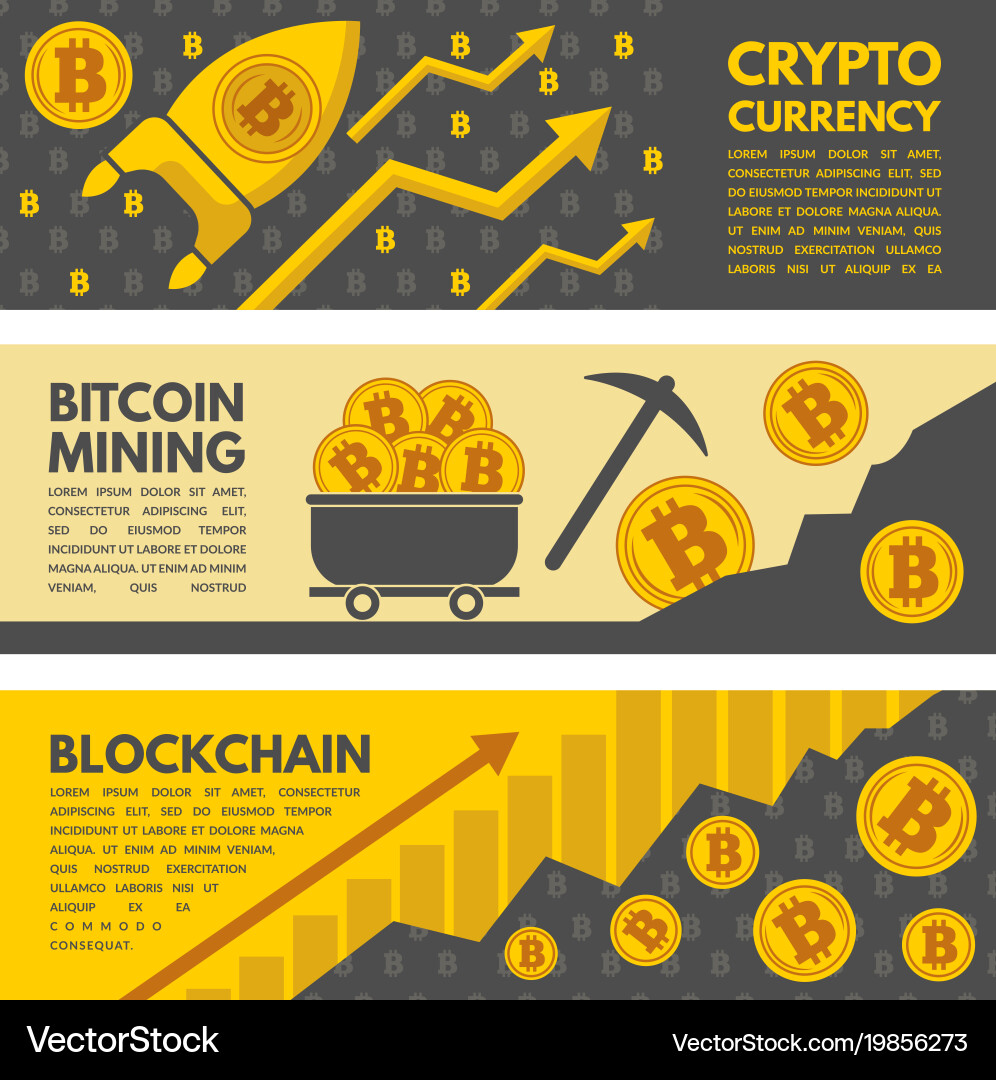 Horizontal banners with of bitcoin Royalty Free Vector Image