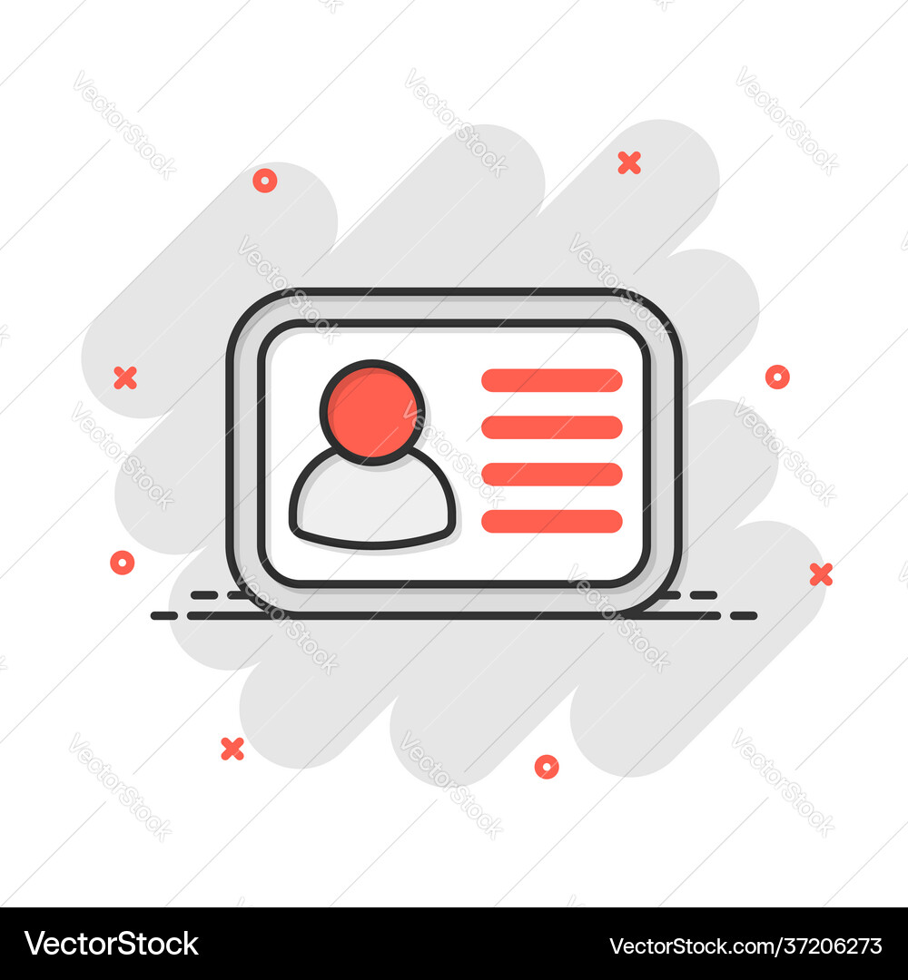 Id card icon in comic style identity badge Vector Image