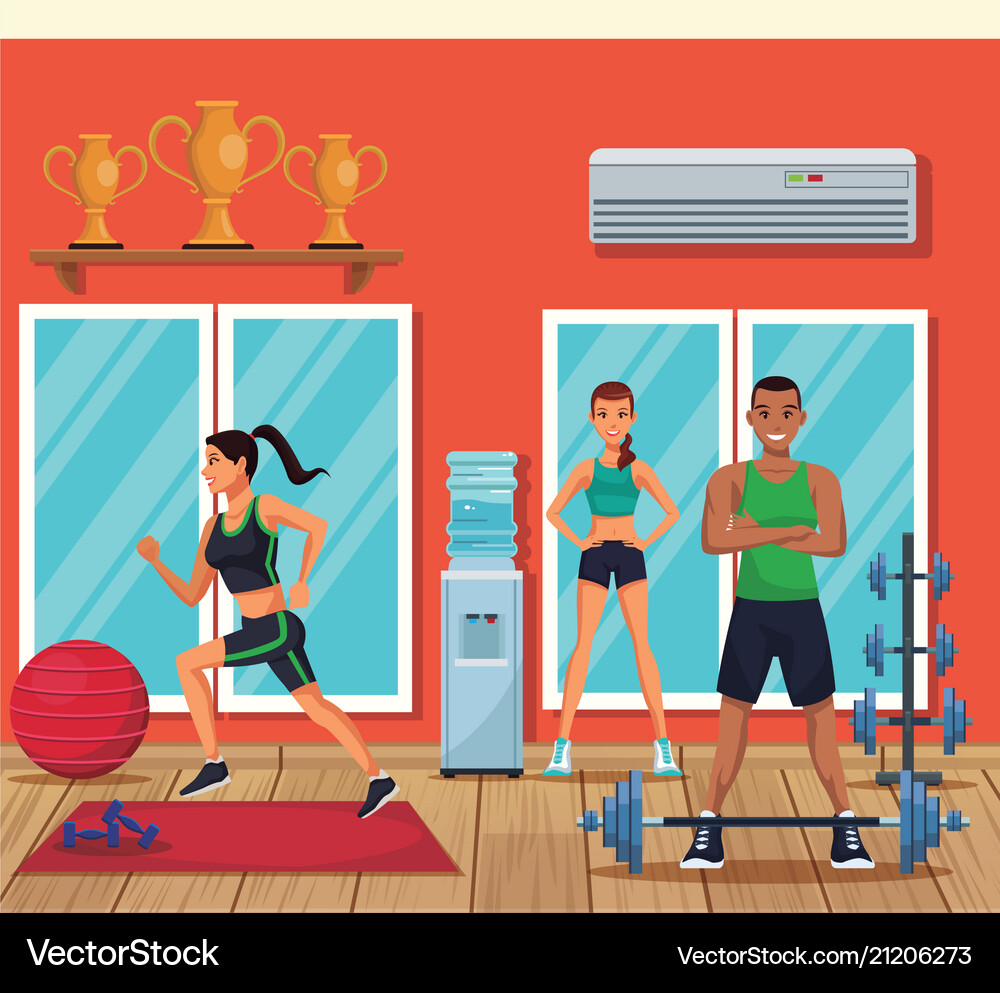 People in the gym Royalty Free Vector Image - VectorStock