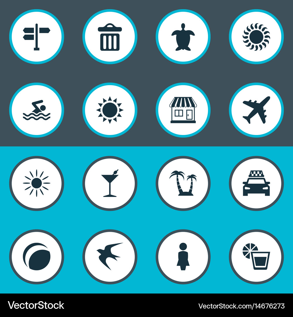 Set of simple beach icons Royalty Free Vector Image