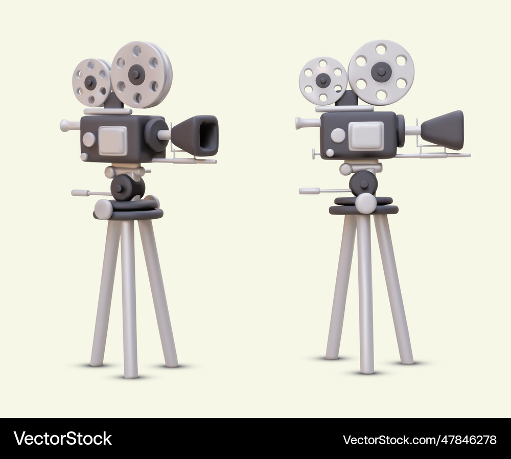 3d professional video camera in different Vector Image