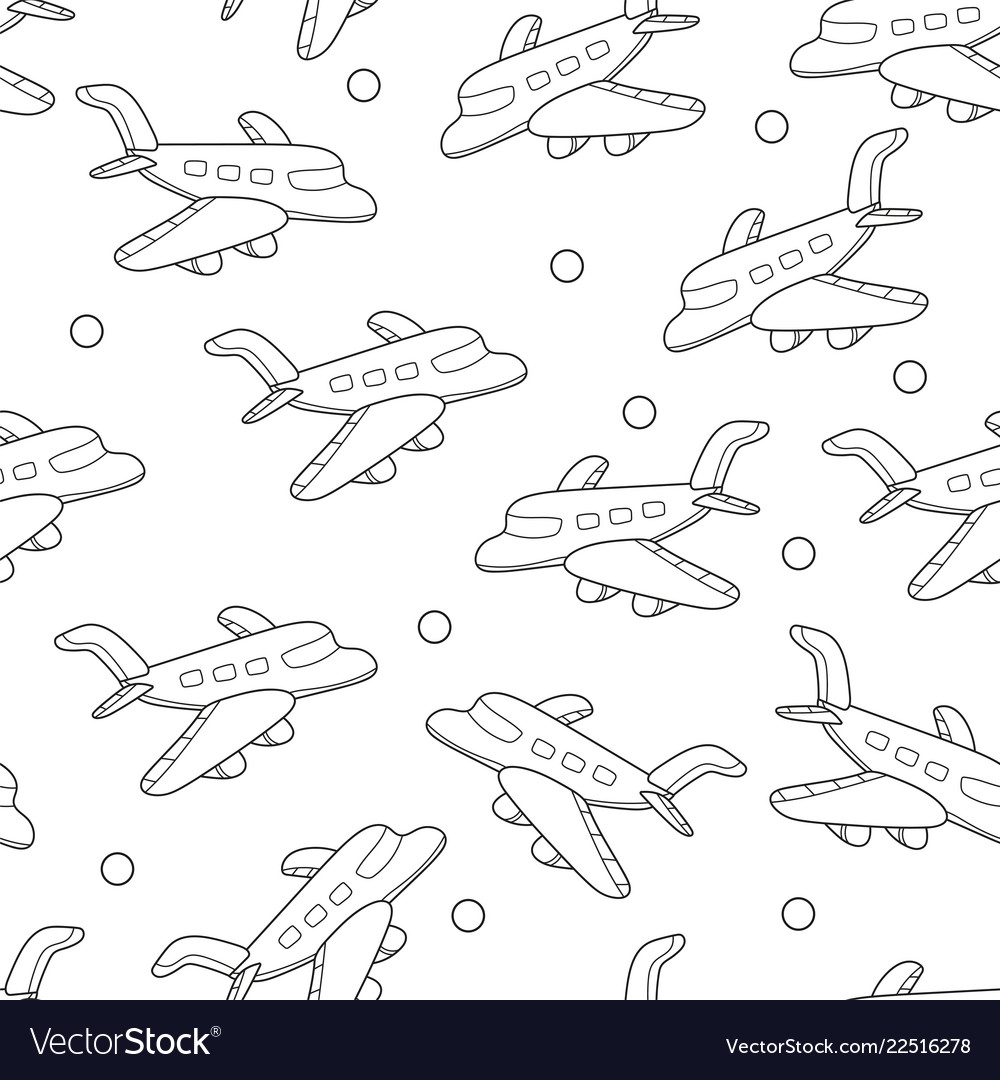 Airplane seamless pattern isolated white Vector Image