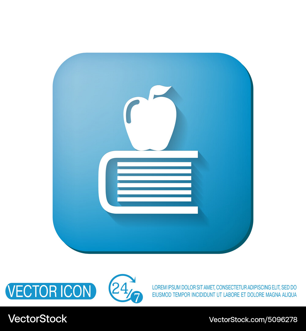 Book with apple icon education sign Royalty Free Vector