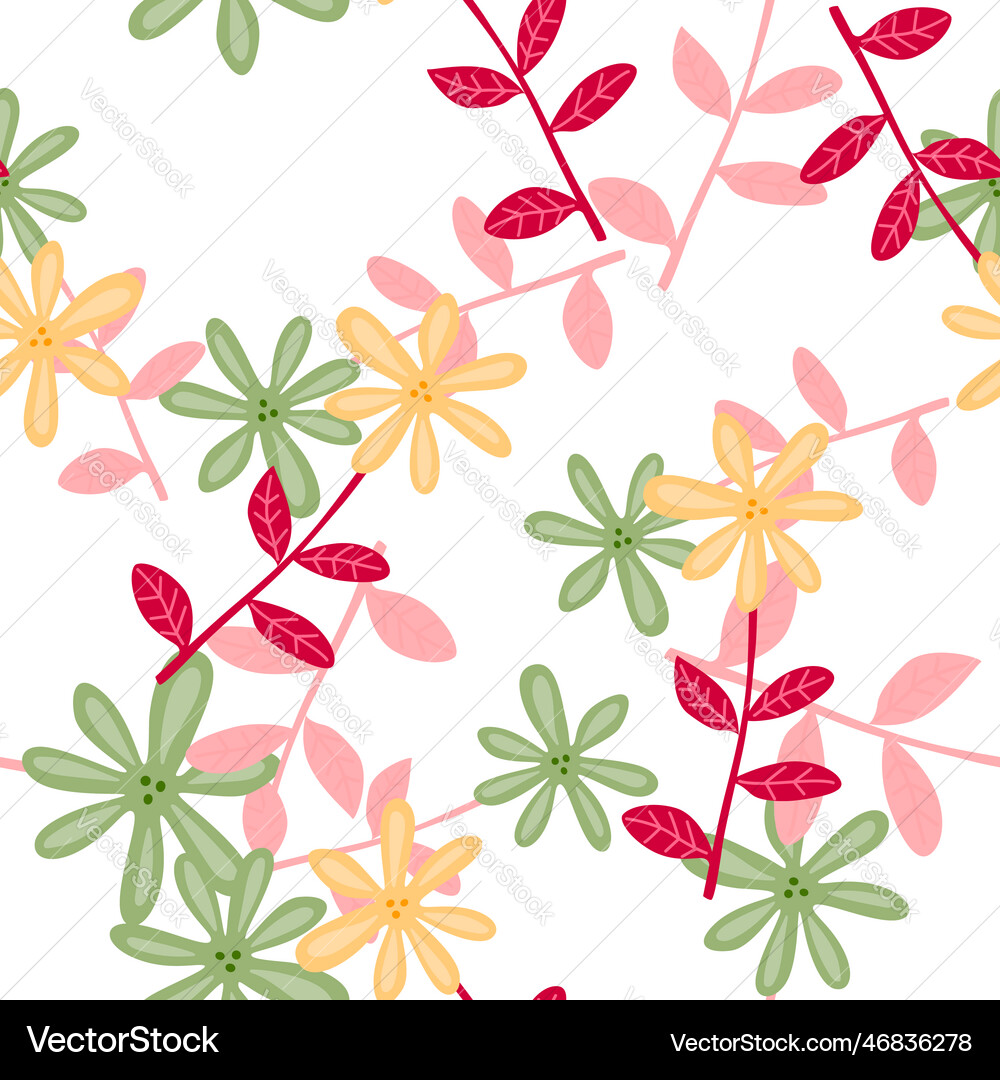 Cute flower seamless pattern naive art style hand Vector Image