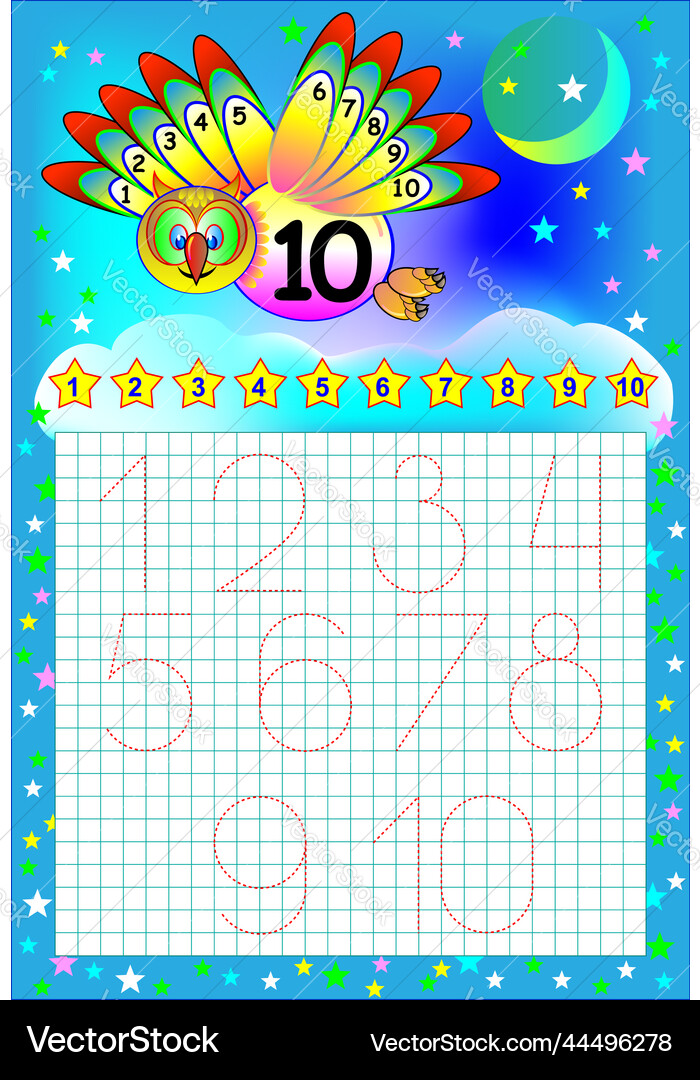 Educational page for children with numbers Vector Image