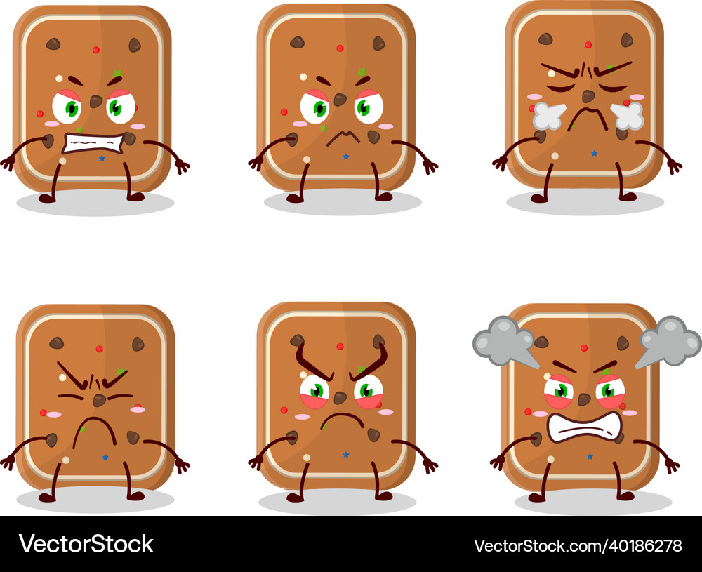 Gingerbread cartoon character with various angry Vector Image