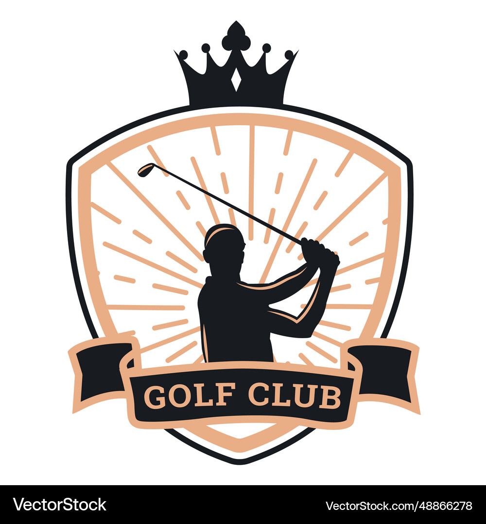 Golf club crown player logo Royalty Free Vector Image