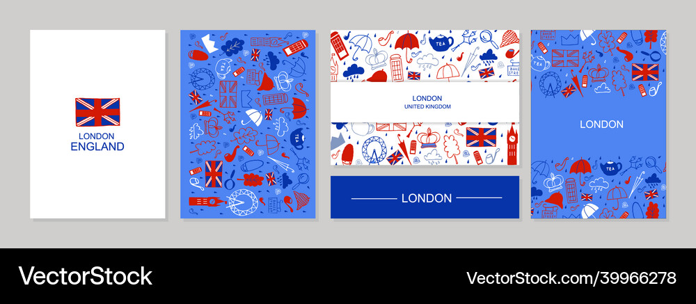 London doodle card set drawing Royalty Free Vector Image