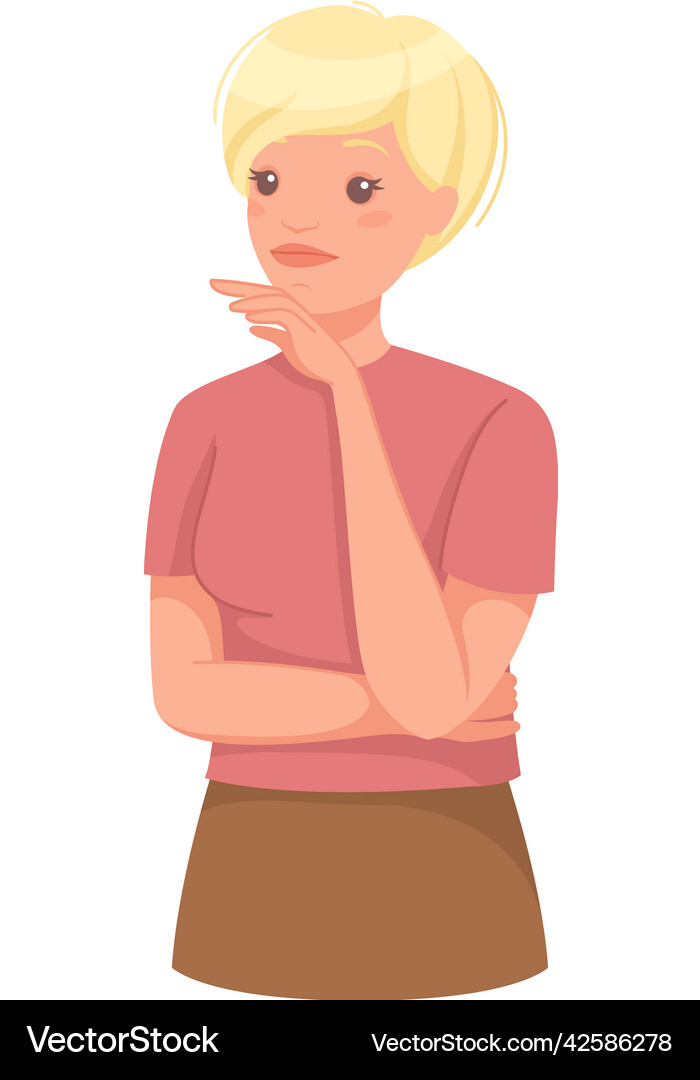 Pensive woman character scratching head thinking Vector Image