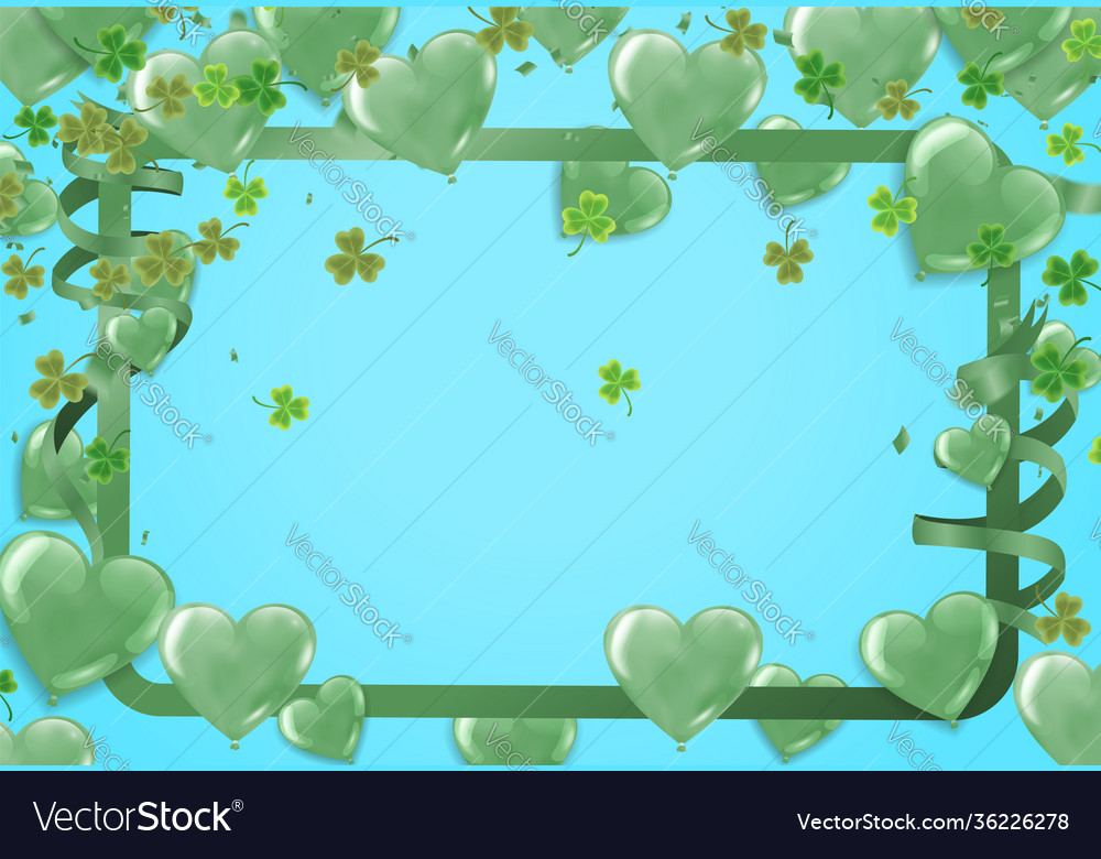 Saint patricks day border with green four Vector Image