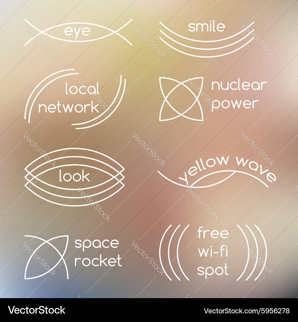 Set of abstract logos on blurred background Vector Image