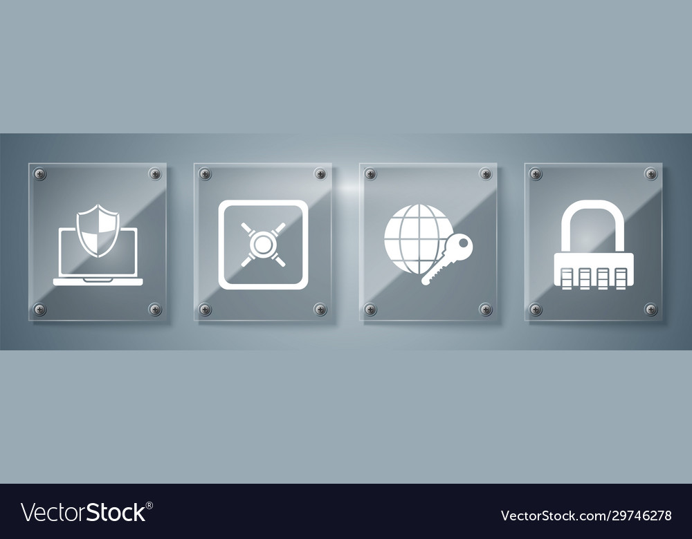 Set safe combination lock globe key safe Vector Image