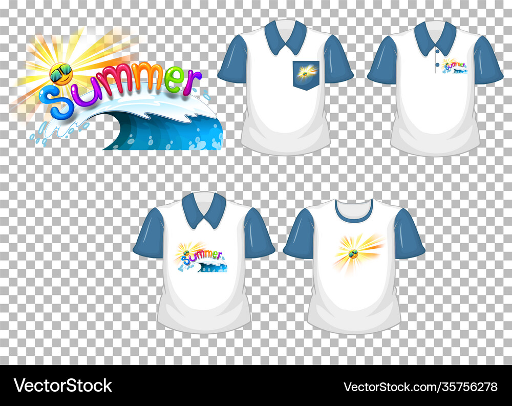 Summer font logo with many types shirts Royalty Free Vector