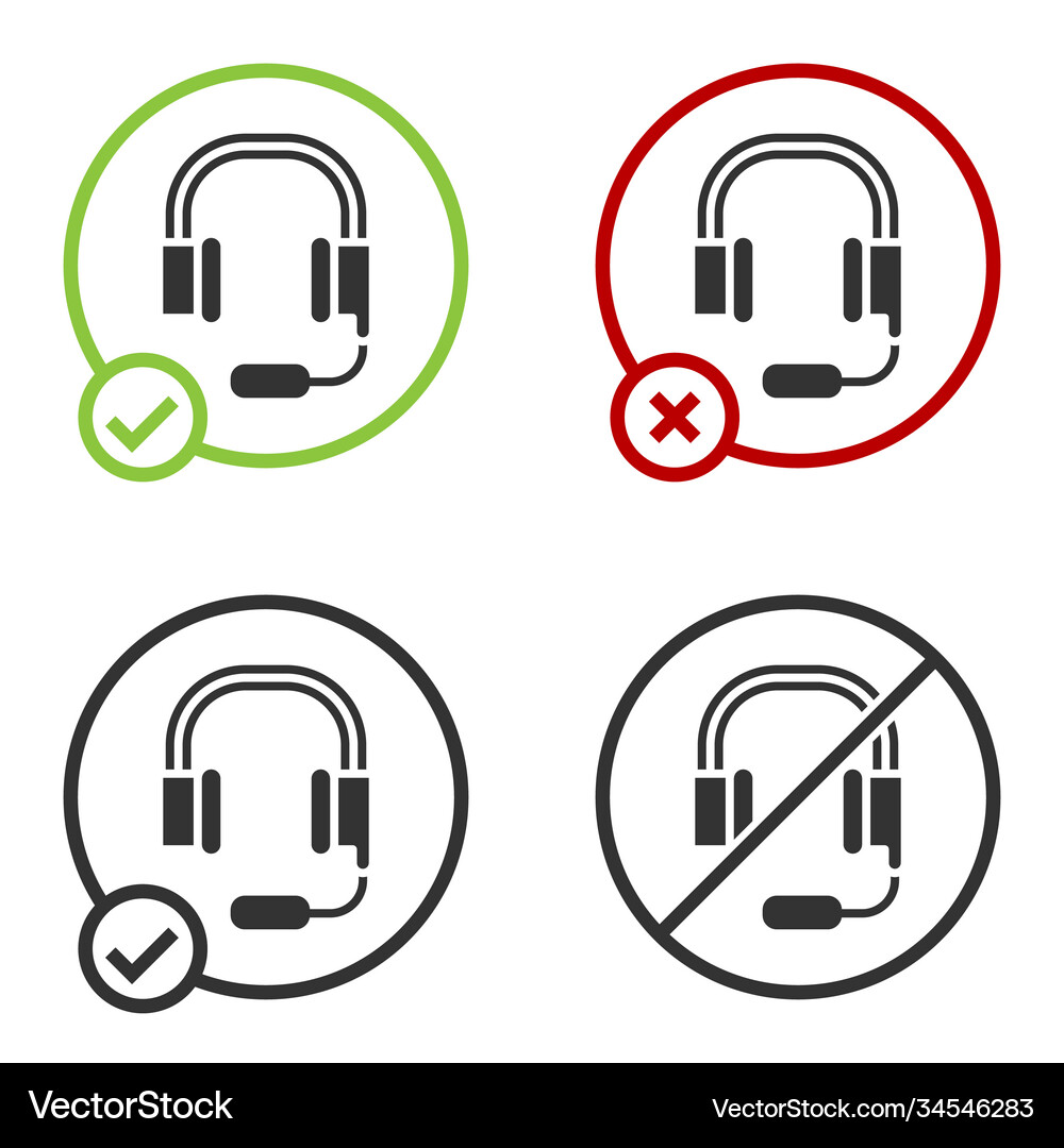 Black headphones with microphone icon isolated Vector Image