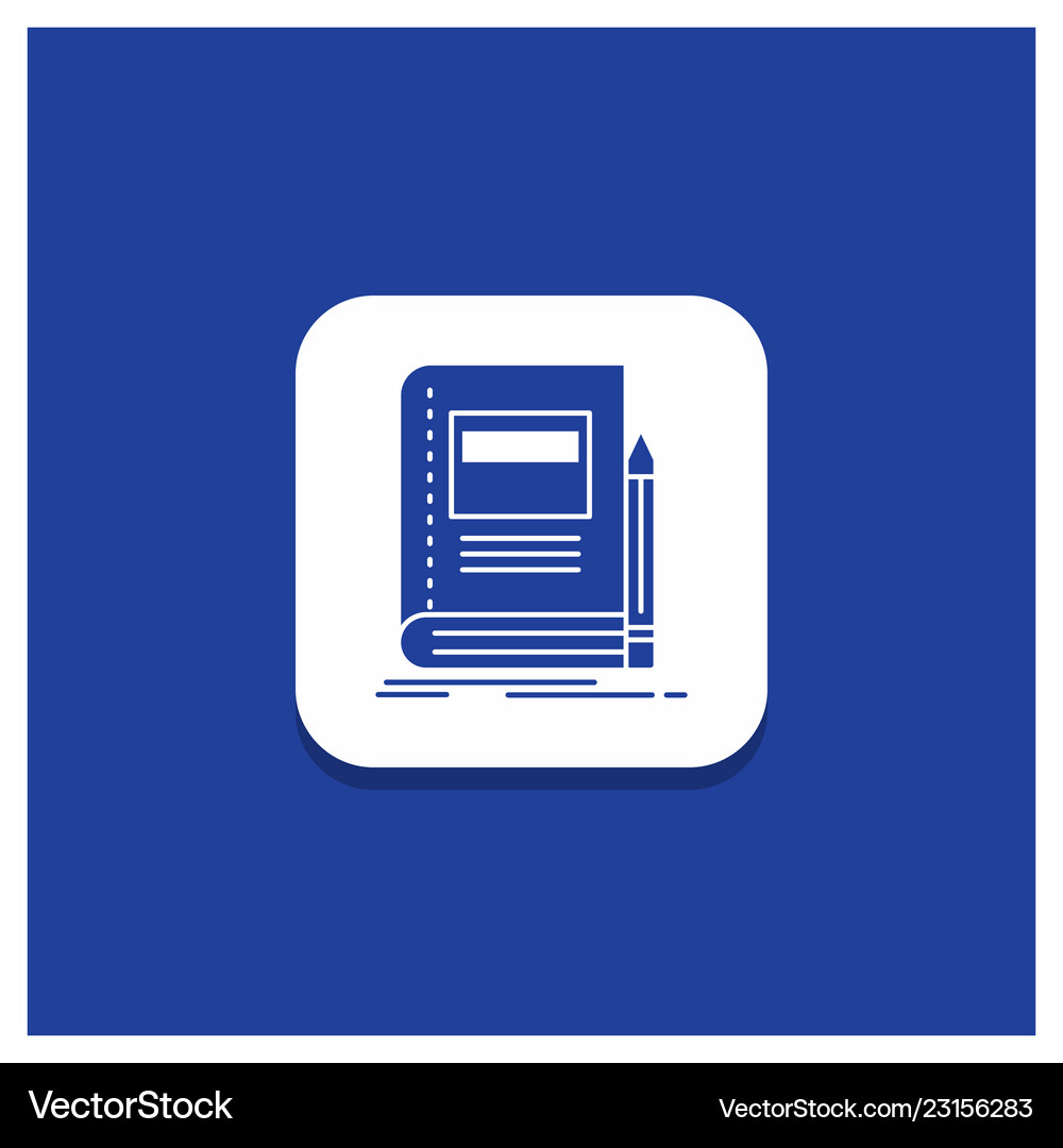 Blue round button for book business education Vector Image