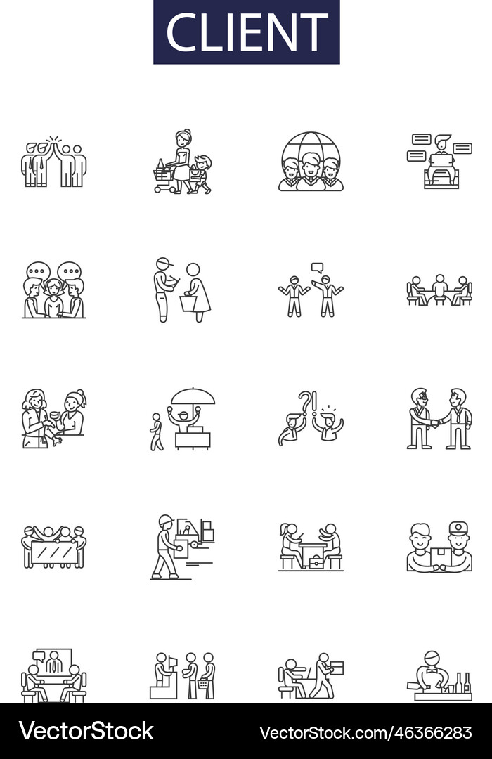 Client line icons and signs business Royalty Free Vector