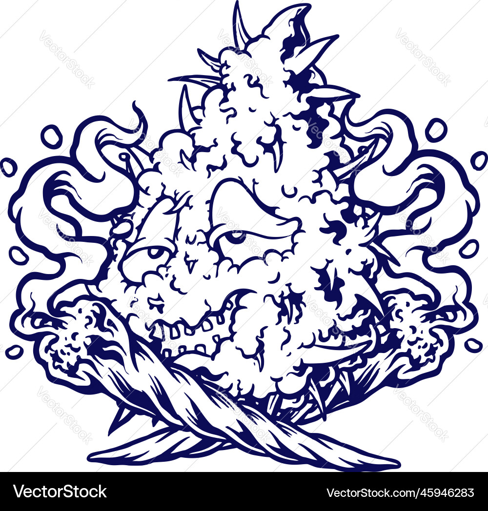 Cute marijuana leaf plant with smoke weed Vector Image