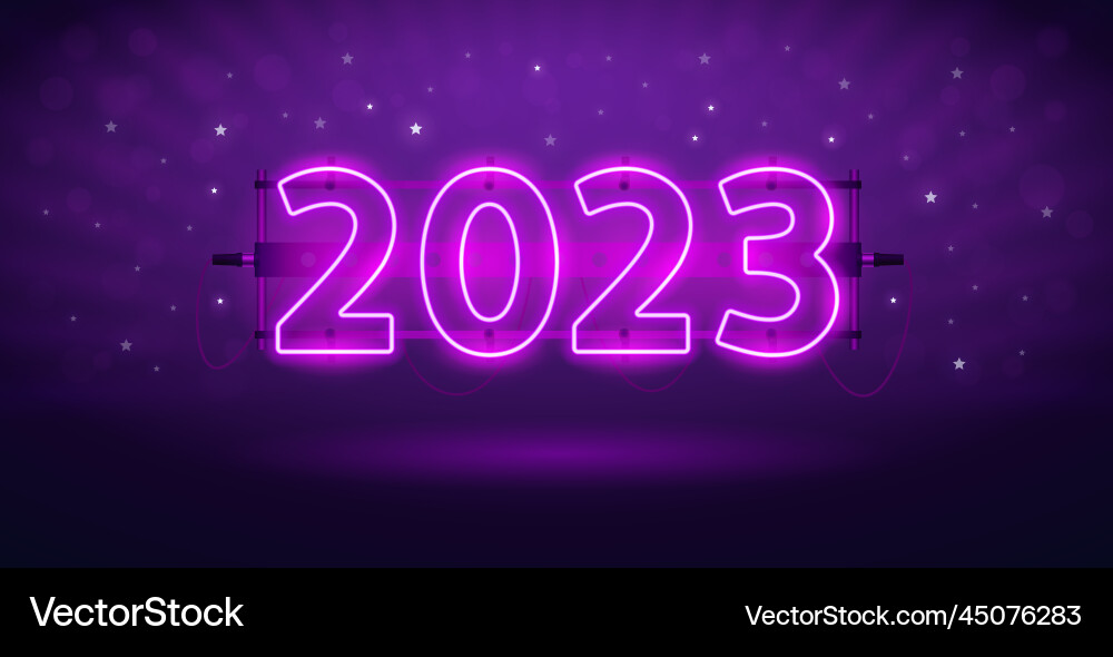 Glowing neon 2023 clip art Royalty Free Vector Image