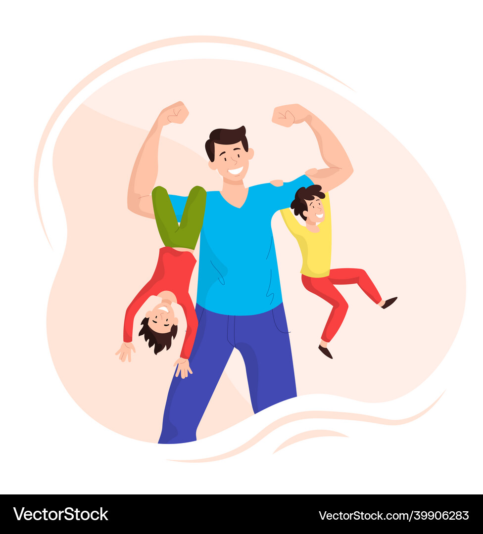 Happy father with children Royalty Free Vector Image
