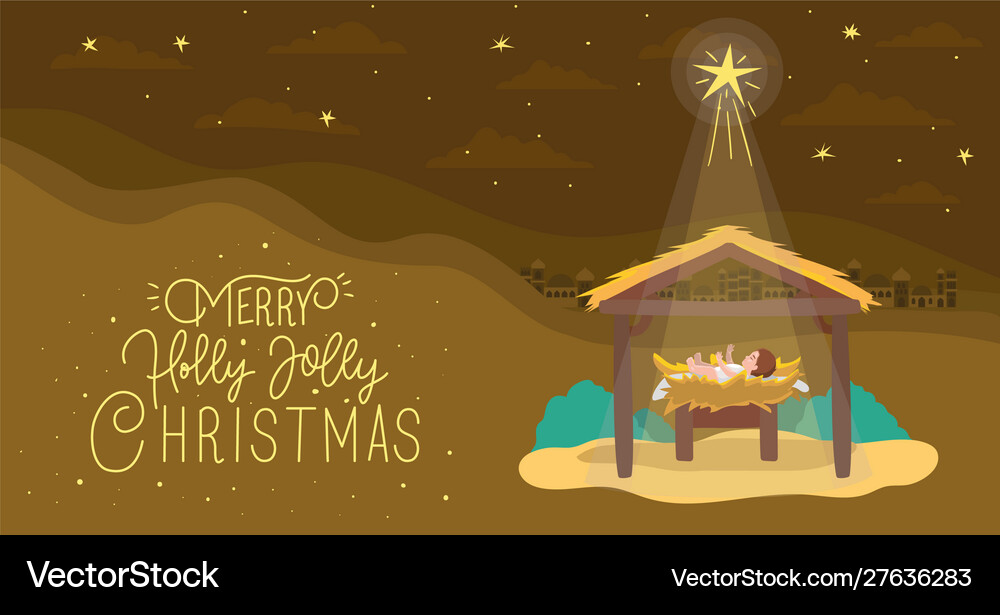 Jesus christ bain cradle manger character Vector Image