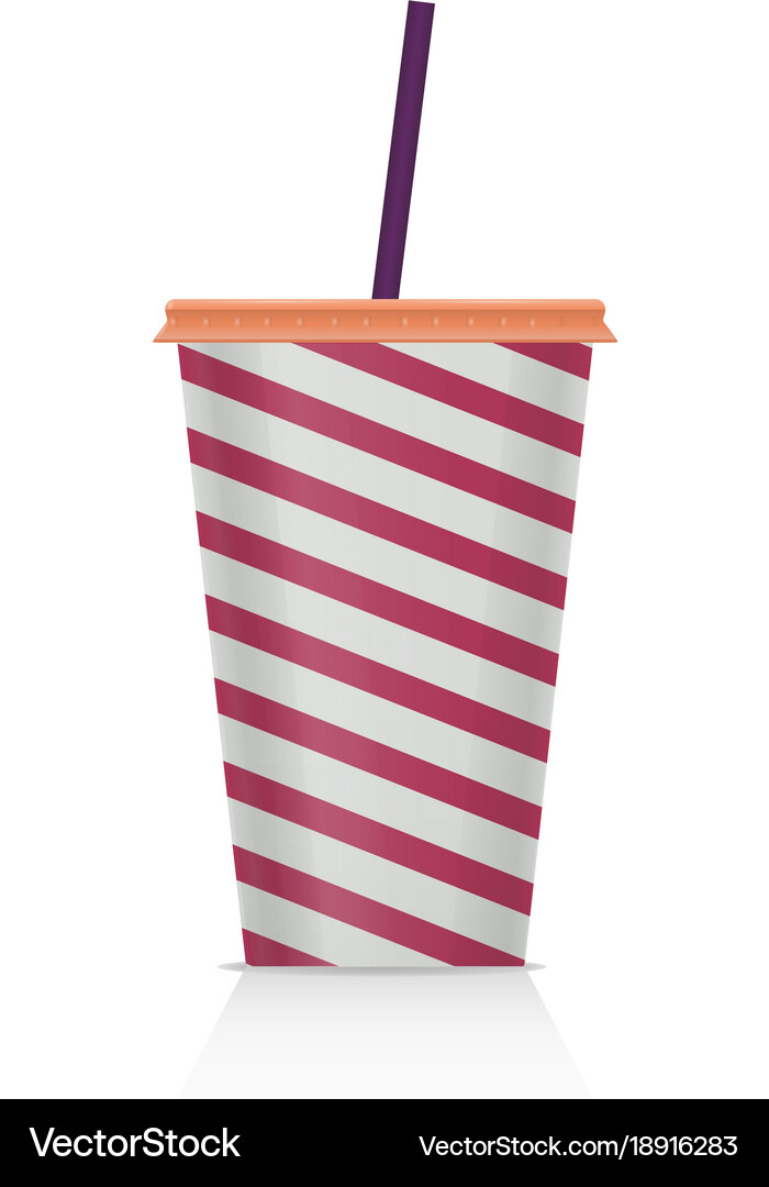 Plastic fastfood cup for beverages with straw Vector Image