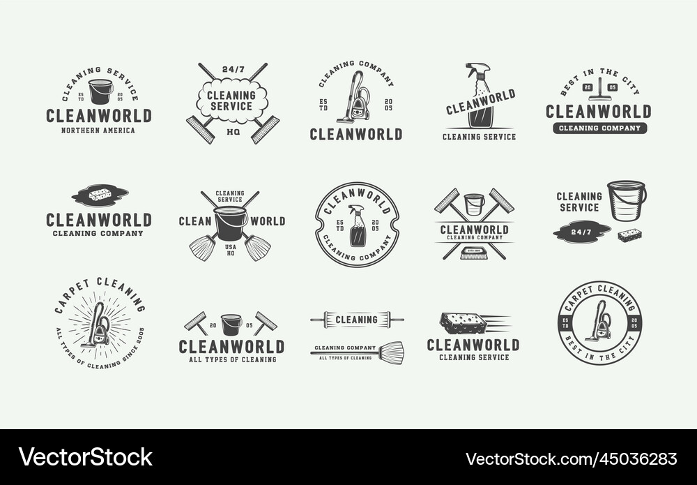 Set of retro cleaning logo badges emblems Vector Image