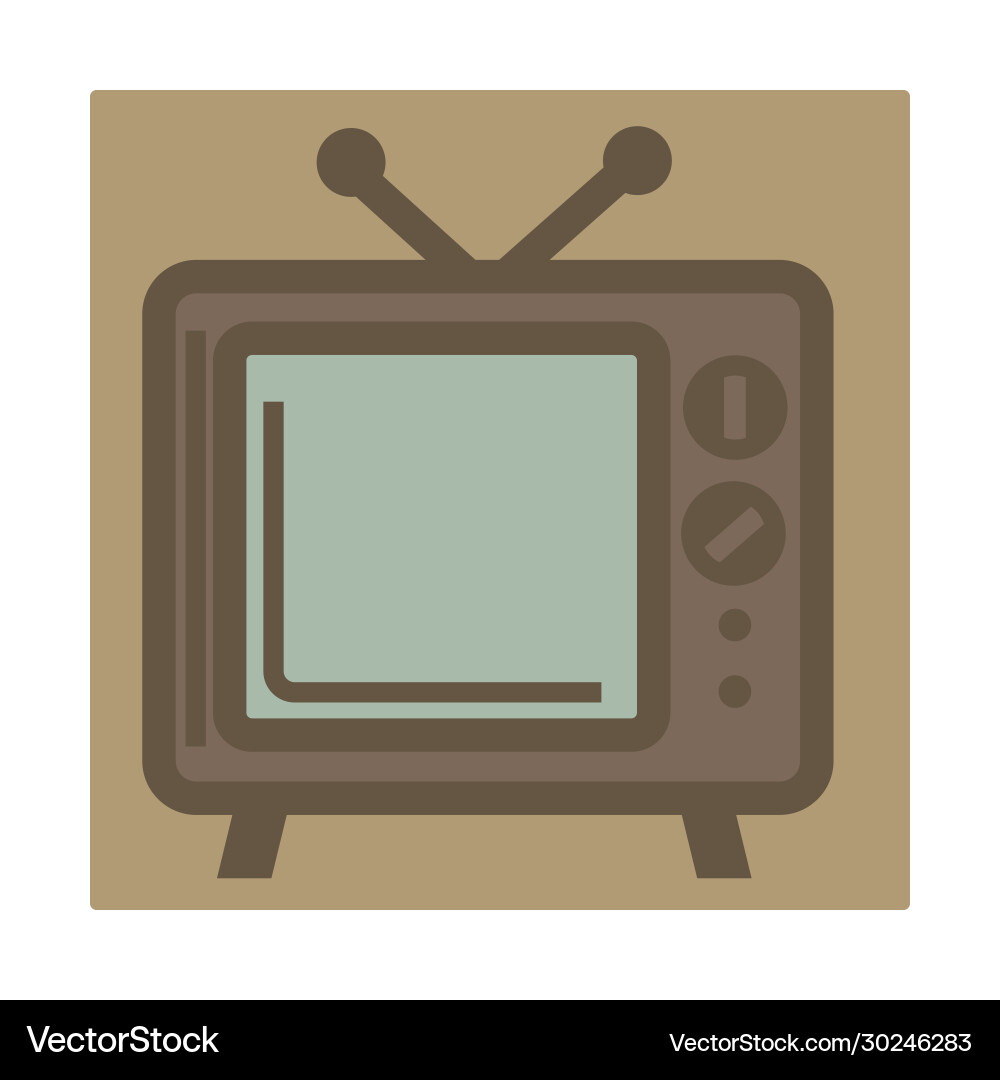 Tv set with antenna retro device isolated icon Vector Image
