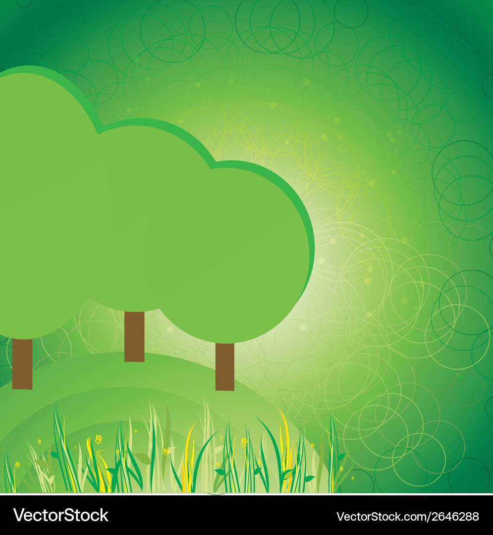 A beautiful green park with some trees Royalty Free Vector