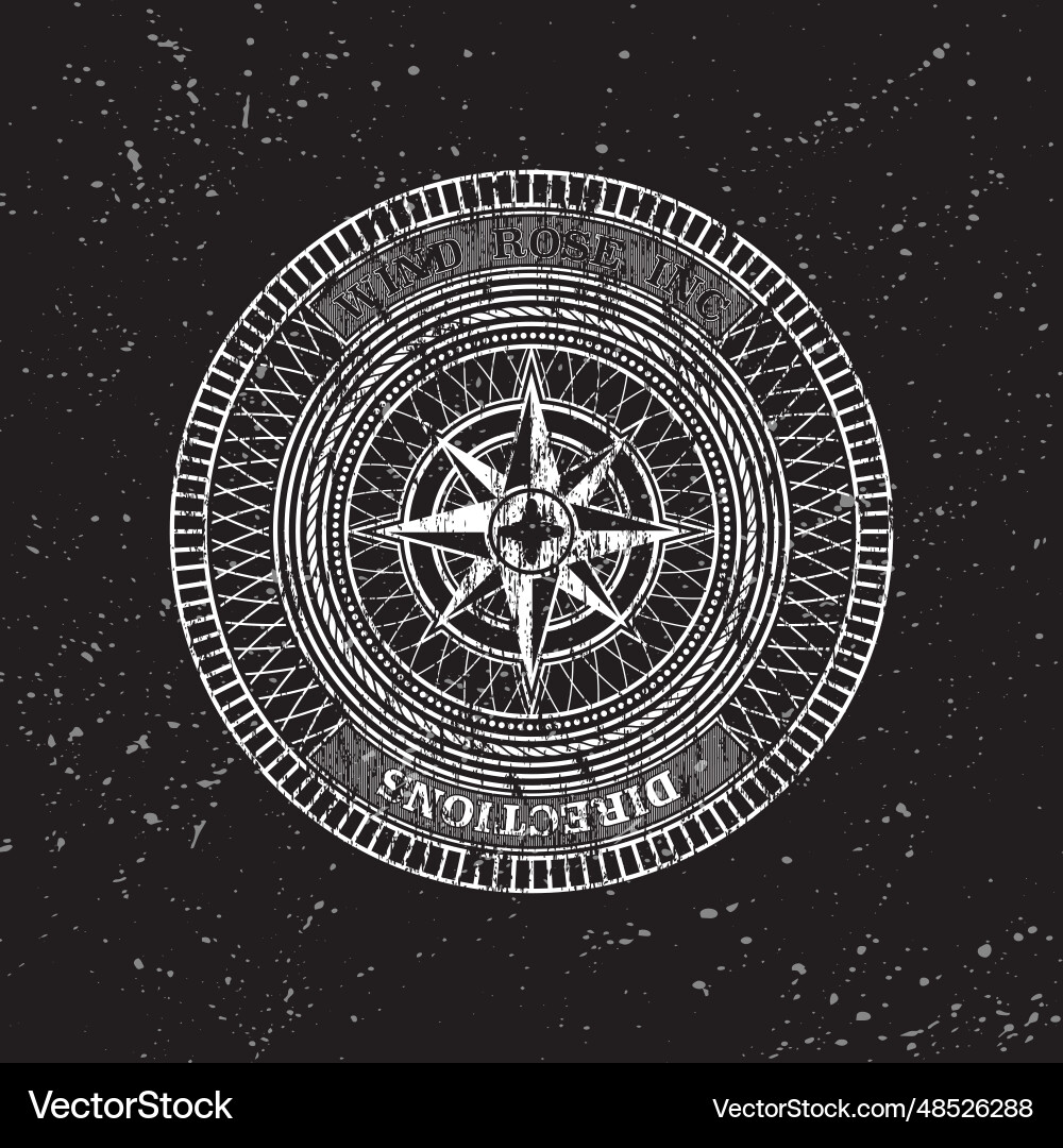 Ancient seal with wind rose symbol Royalty Free Vector Image