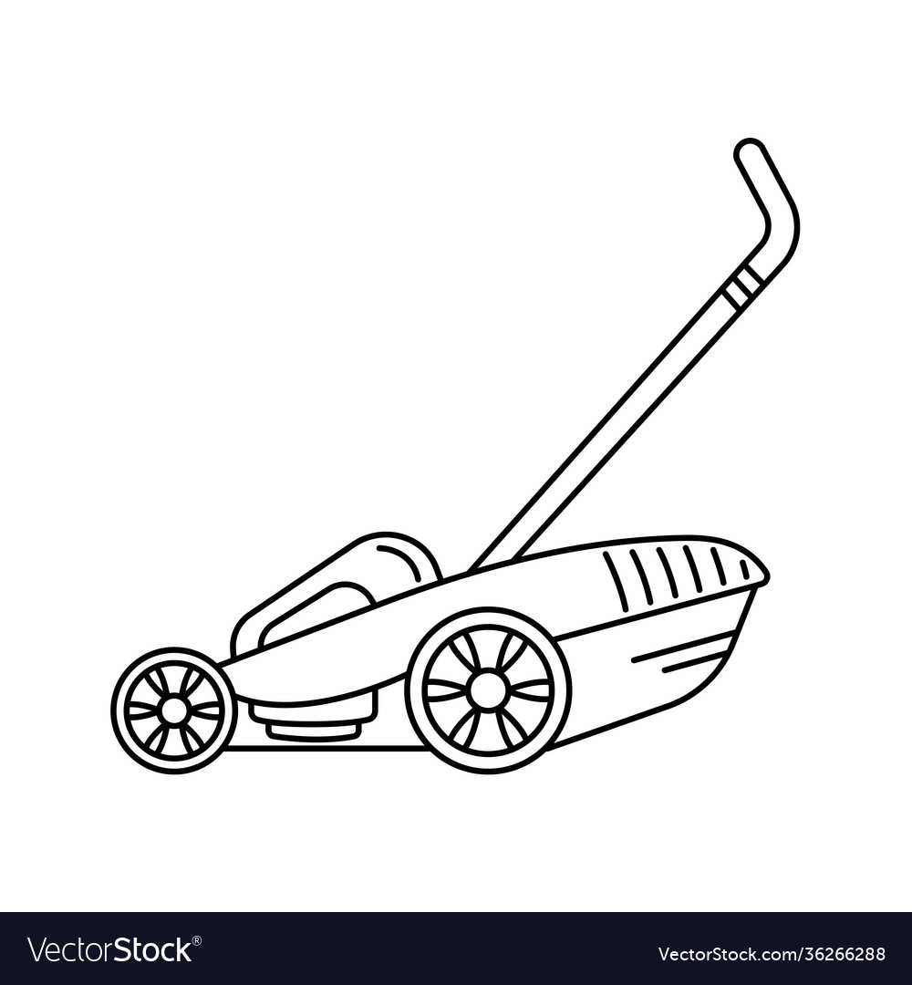 Black line lawnmower icon garden logo Royalty Free Vector