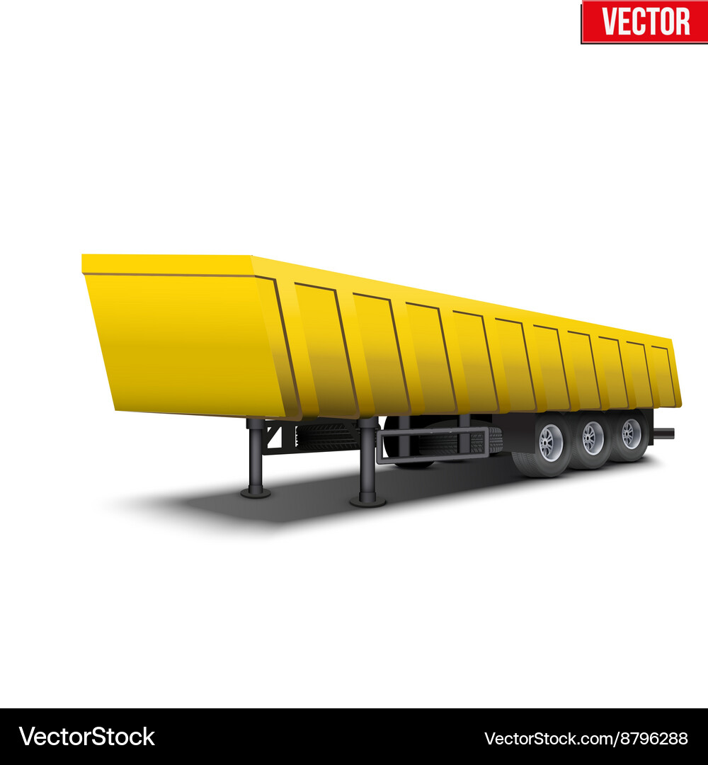 Blank parked yellow tipper semi trailer Royalty Free Vector