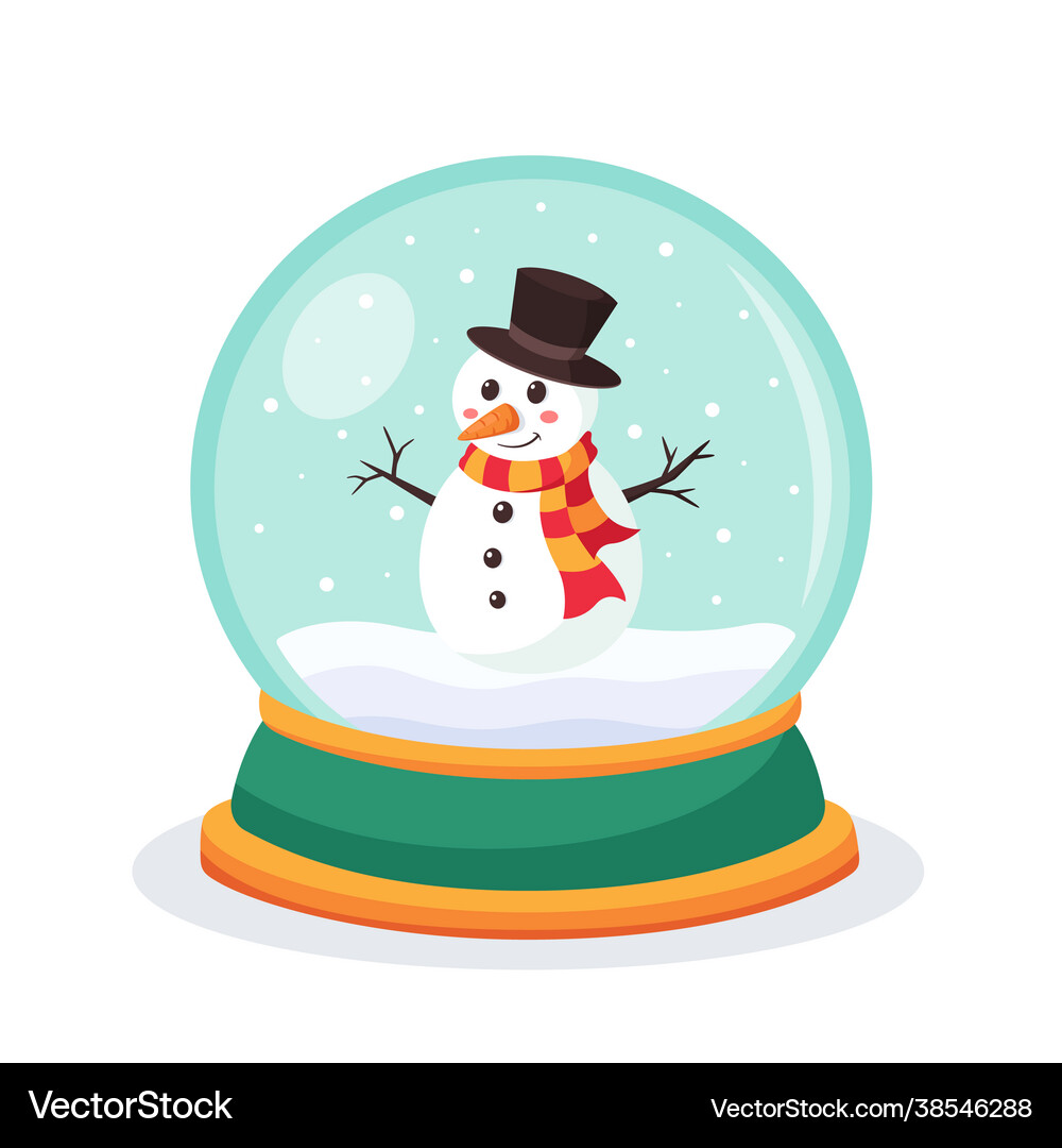 Christmas snow globe with a snowman inside Vector Image