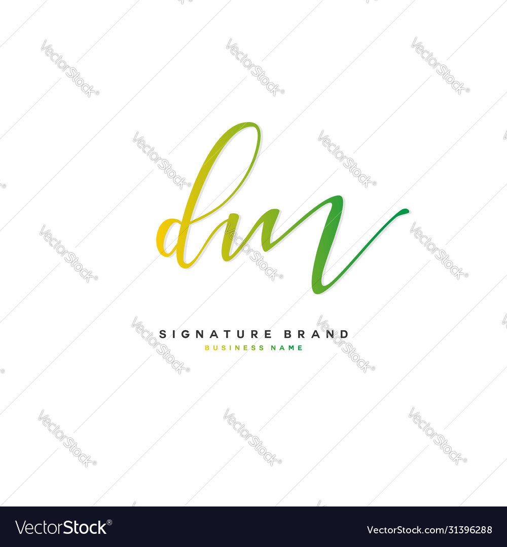 D m dm initial letter handwriting and signature Vector Image
