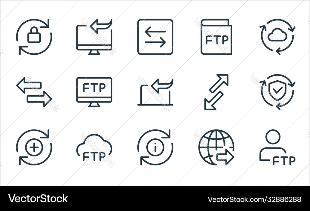 Data transfer line icons linear set quality line Vector Image