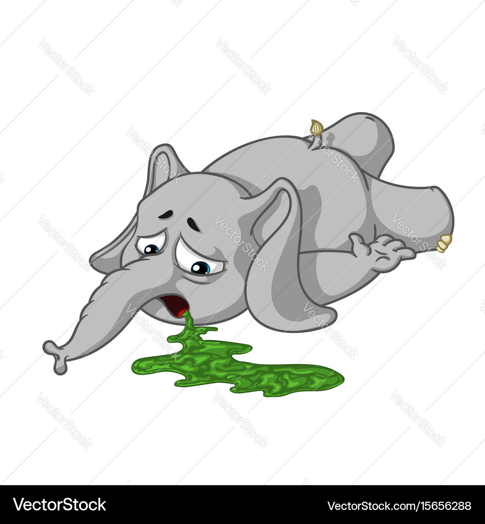 Elephant he felt bad vomiting cartoon Royalty Free Vector