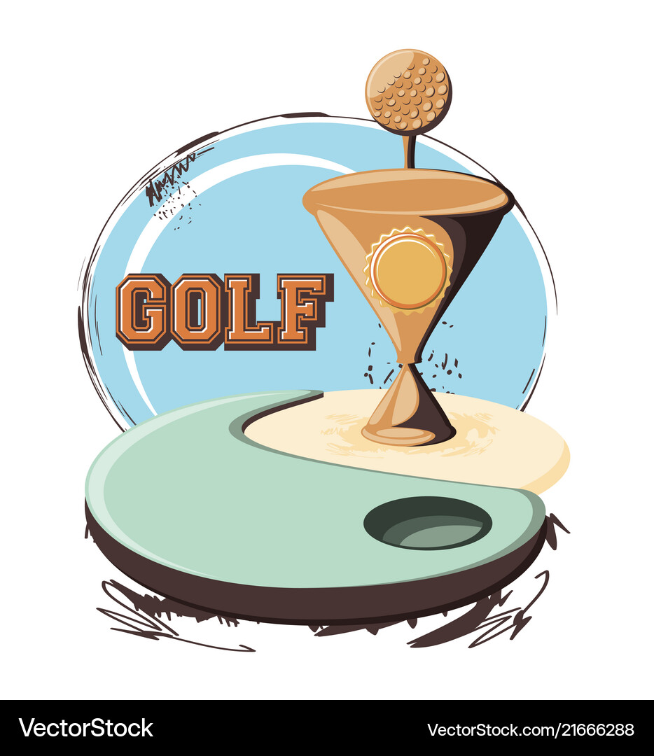 Golf club label with trophy cup Royalty Free Vector Image