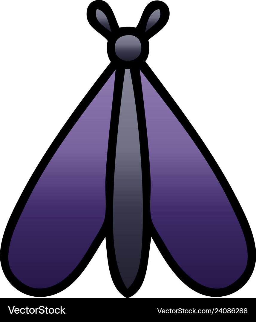 Gradient shaded cartoon moth bug Royalty Free Vector Image
