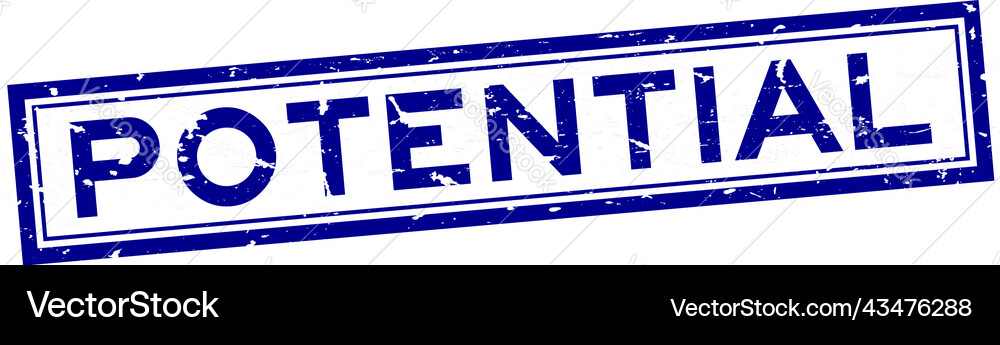 Grunge blue potential word square rubber seal Vector Image