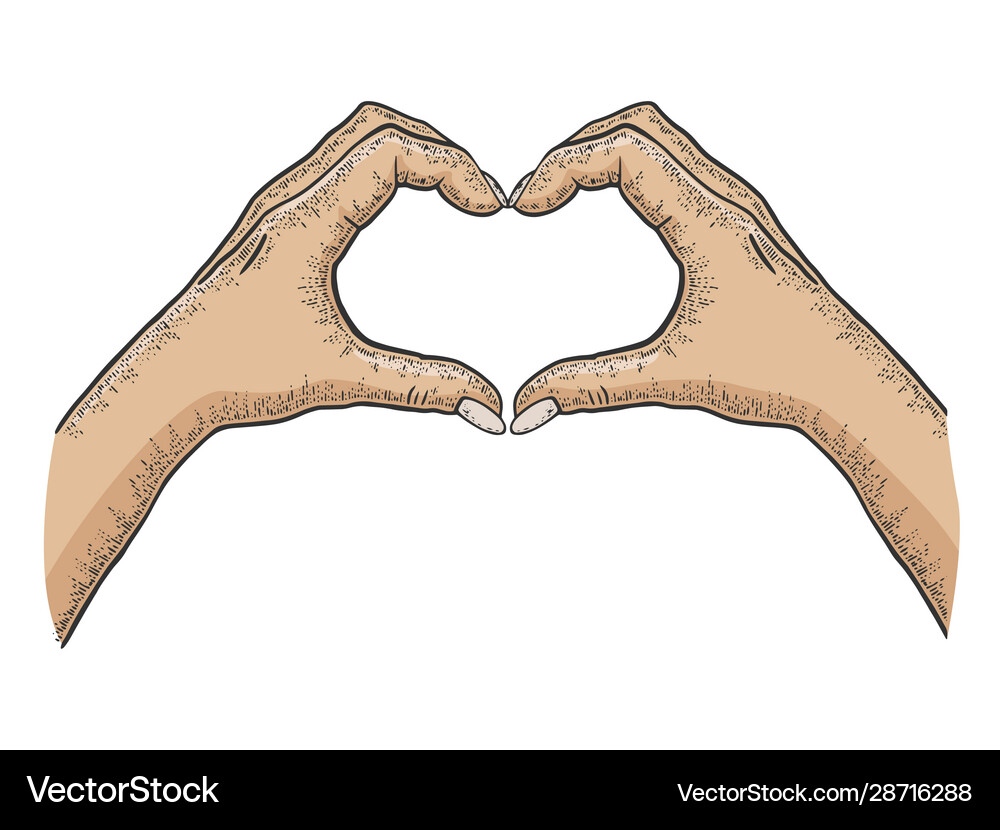 Hands making heart sign sketch engraving Vector Image