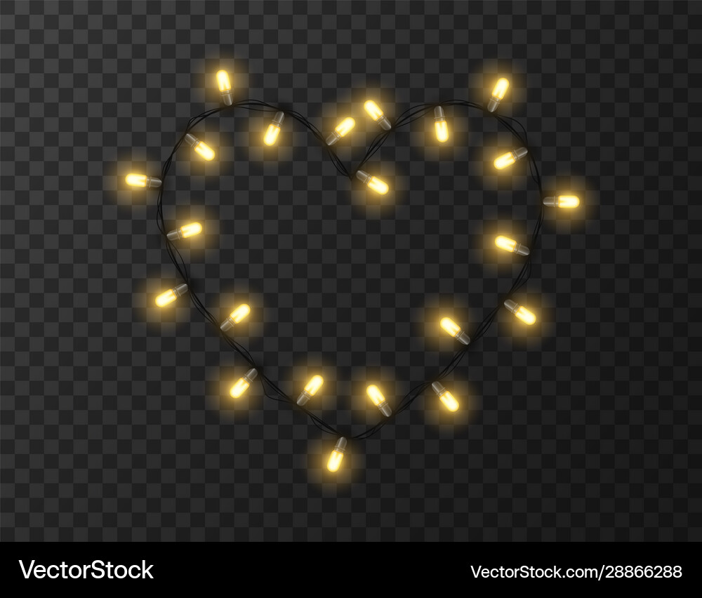 Heart shaped lights isolated on transparent Vector Image